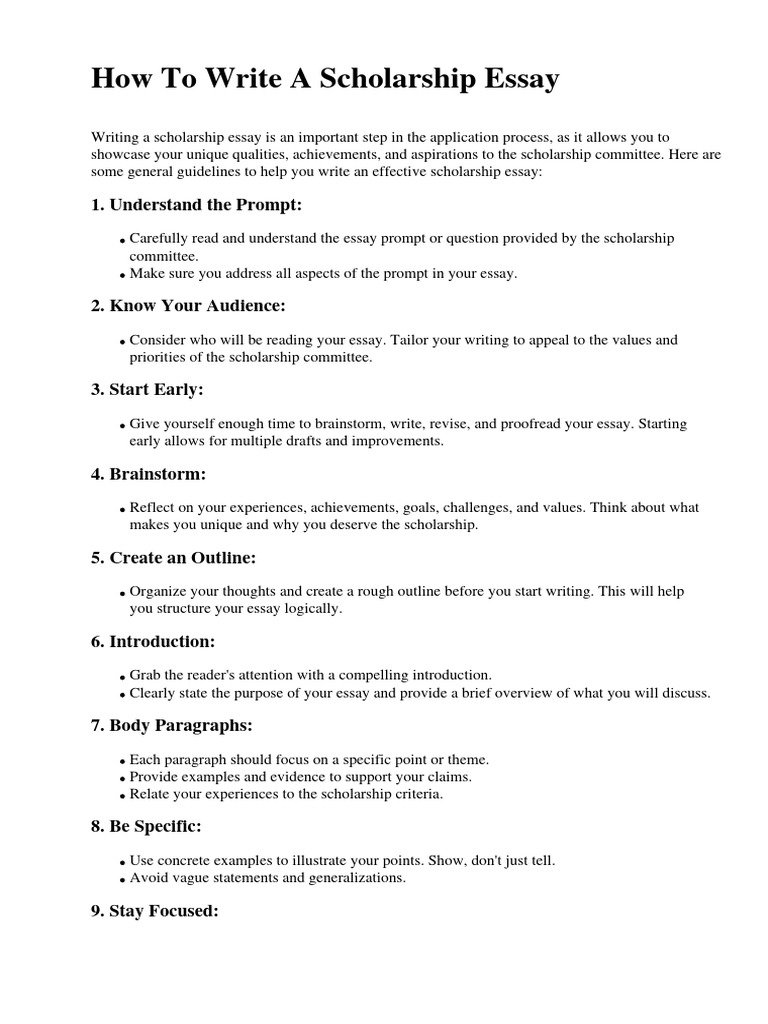 Scholarship Essay Writing Guide | PDF | Essays | Brainstorming