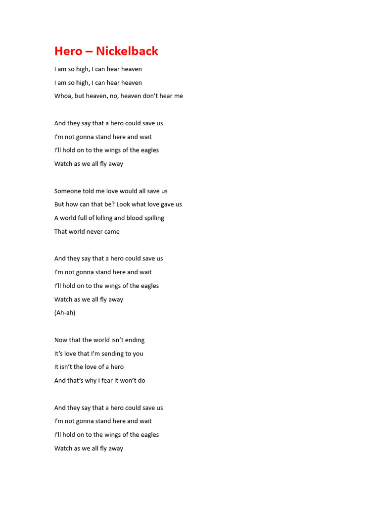 Hero - Nickelback | PDF