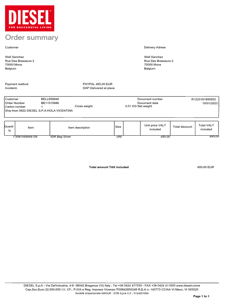Facture Diesel | PDF