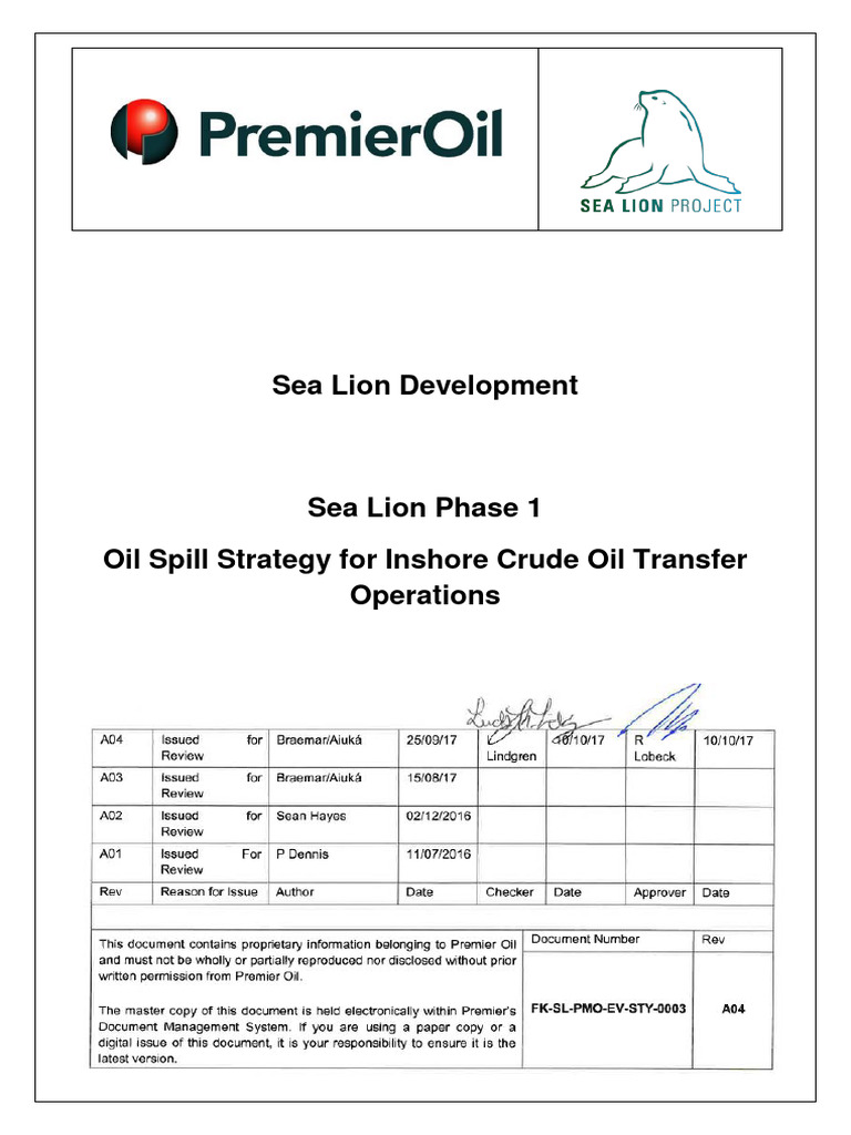 Premier Oil Falkland Islands Oil Spill Strategy for Inshore Crude Oil ...