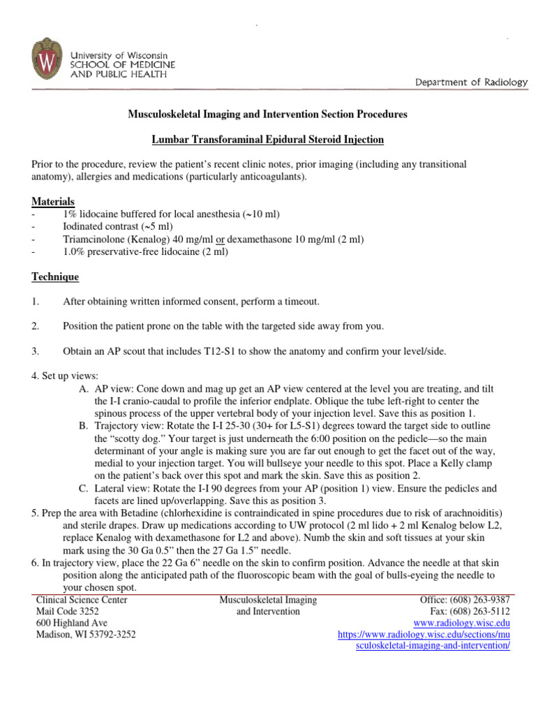 Lumbar Epidural Injection Guide | PDF | Vertebra | Clinical Medicine