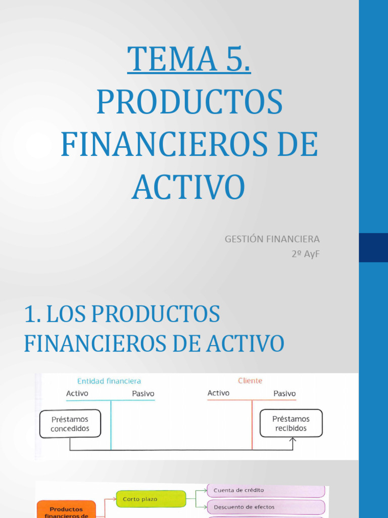 Tema 5. Productos Financieros de Activo | PDF | Bancos | Interés