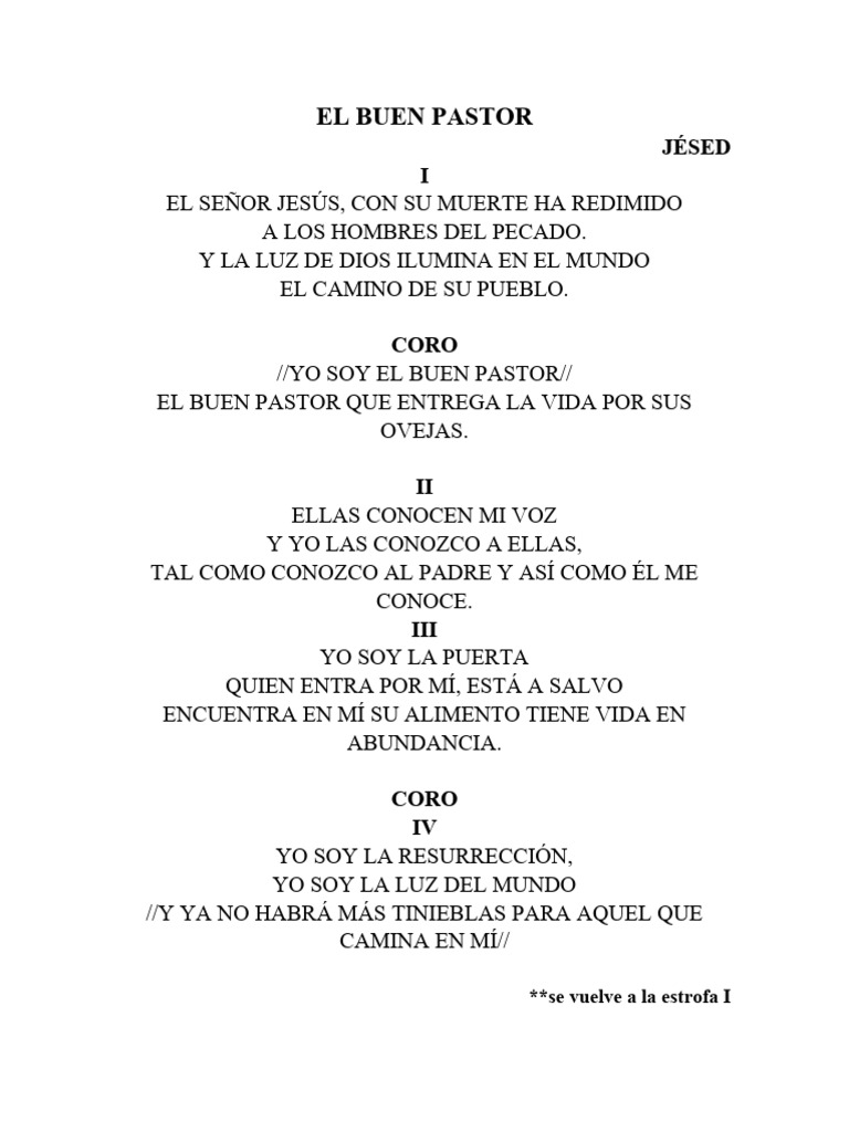 El Buen Pastor Canción de Jésed | PDF