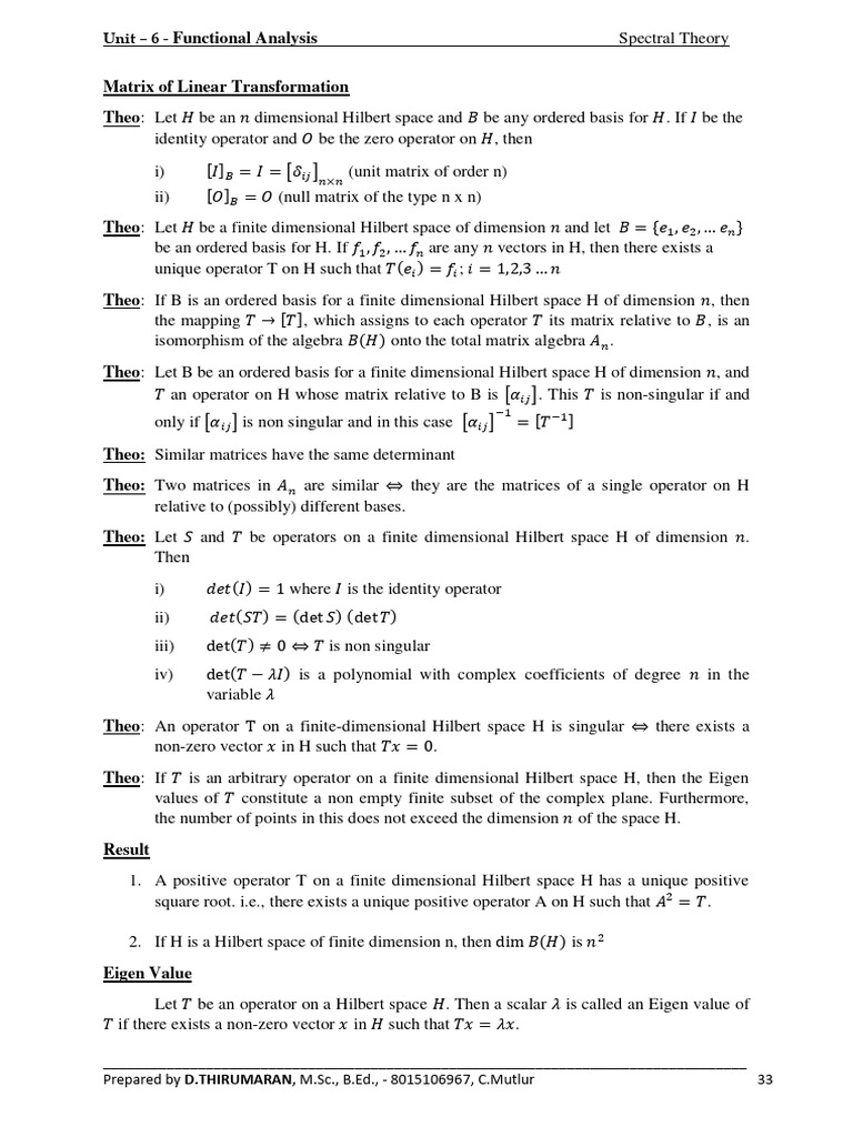 PG - Functional 3 - Spectral Theory | PDF | Hilbert Space | Vector Space