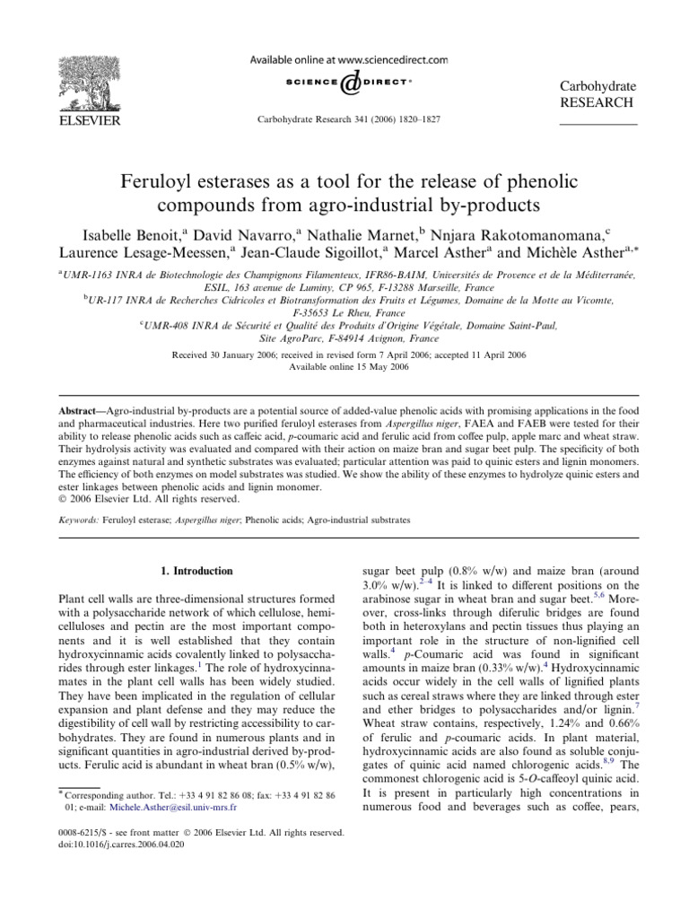 Benoit 2006 | PDF | Lignin | Hydrolysis