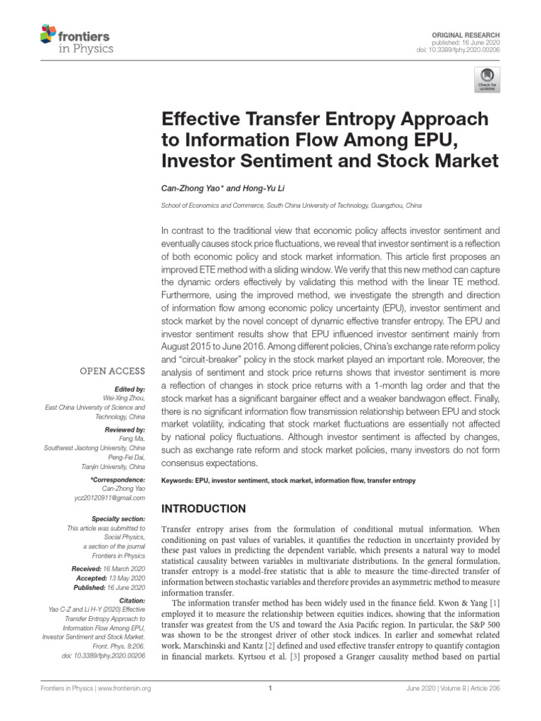 Effective Transfer Entropy Approach To Information | Download Free PDF ...