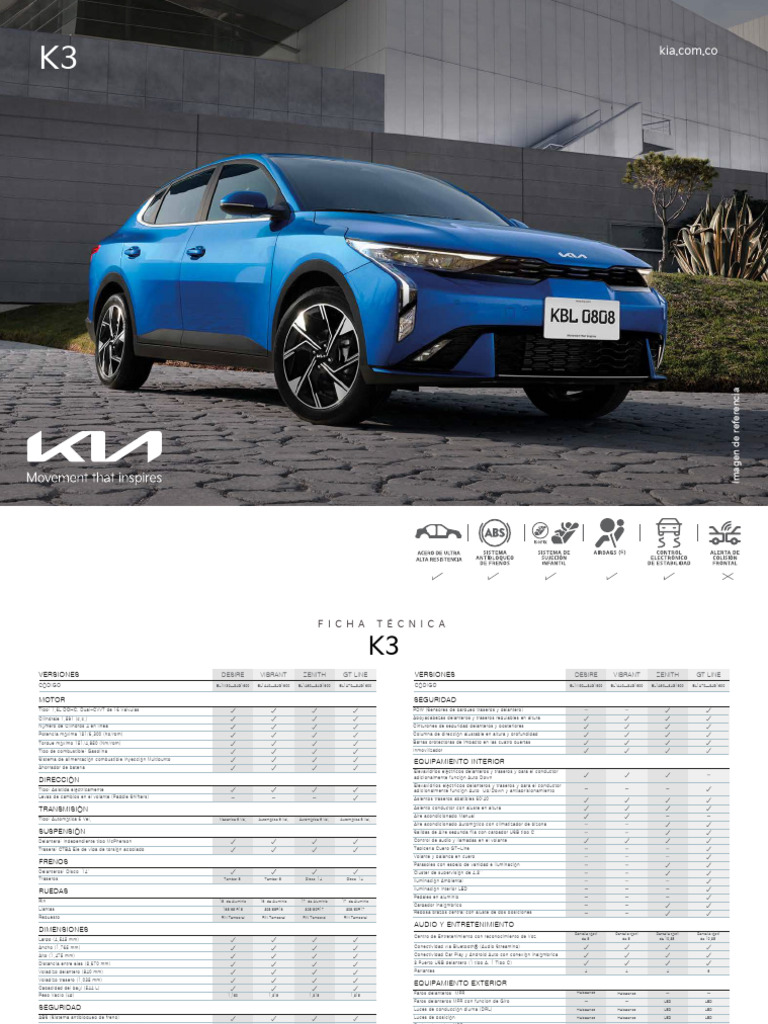 Ficha Tecnica K3 V1 26f32ef155 | PDF | Transmisión automática | Sistema ...
