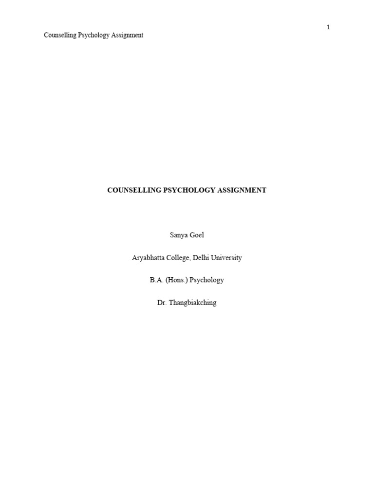 Counselling Assignment | PDF | Counseling Psychology | Psychology