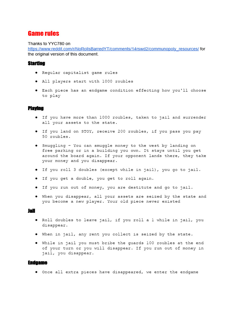 Rules Printable | PDF | Communism