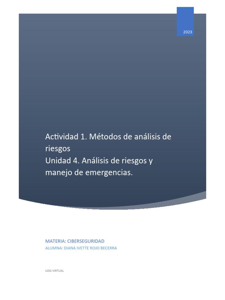 U4 Act 1 Metodos Analisis Riesgos Diana Rojo | PDF | Análisis FODA
