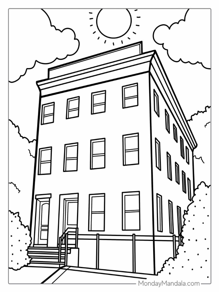 Apartment Building Complex Coloring Sheet | PDF