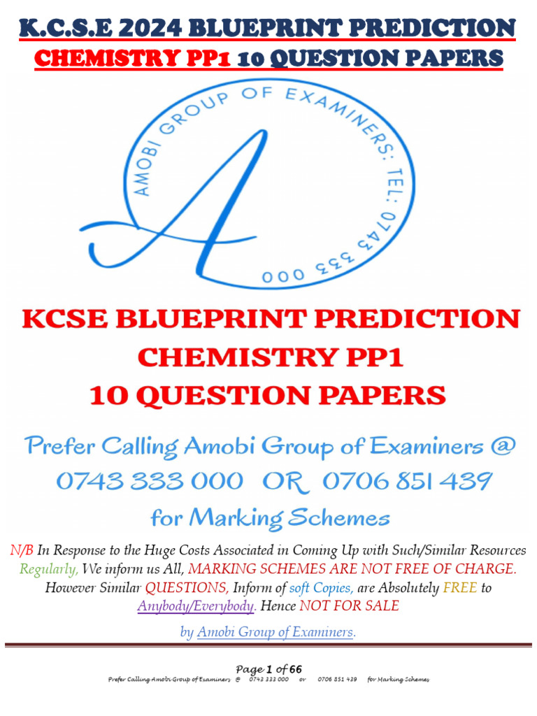 Chem PP1 BP 10 QP Kcse Prediction | PDF | Chlorine | Chemical Reactions