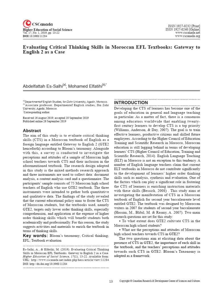 Evaluating Critical Thinking Skills in M | PDF | Reading Comprehension ...