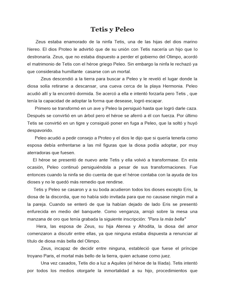 Tetis y Peleo: Mitos de Amor y Destino | PDF | Aquiles | Mitología griega
