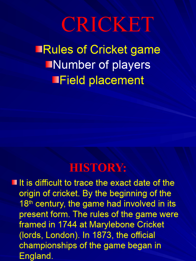 'Cricket Rules and Field Placement. | PDF | Cricket | Ball Games