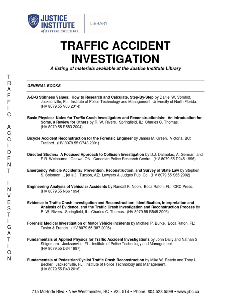 Traffic Accident Investigation - JIBC Library | PDF | Traffic Collision ...