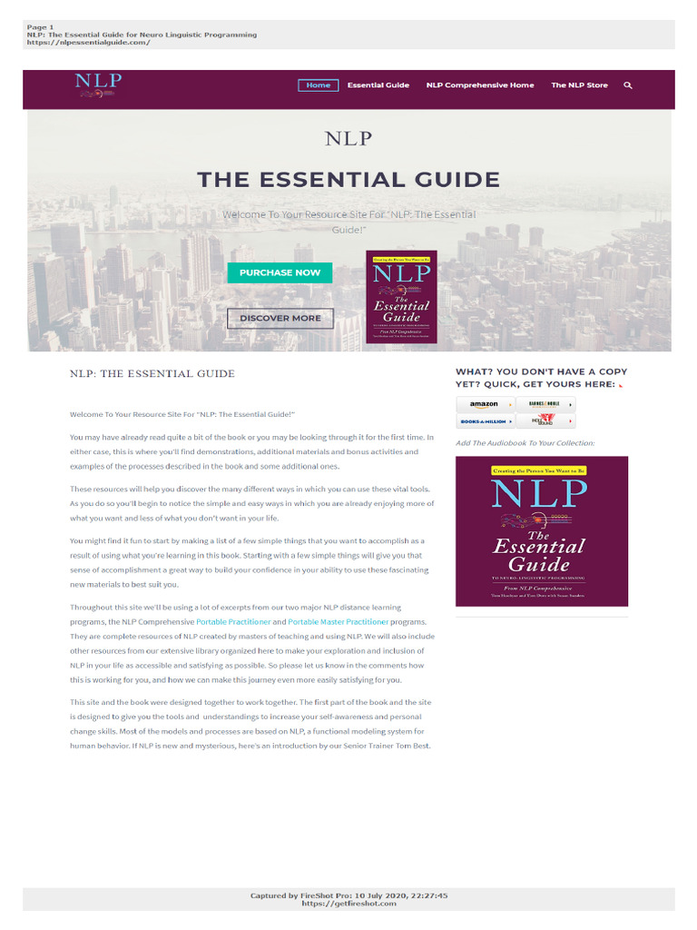 NLP: The Essential Guide Overview | PDF | Mental Image | Neuro ...