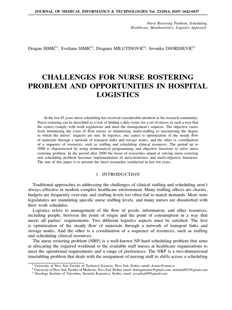 Challenges For Nurse Rostering Prob | PDF | Metaheuristic | Mathematical Optimization