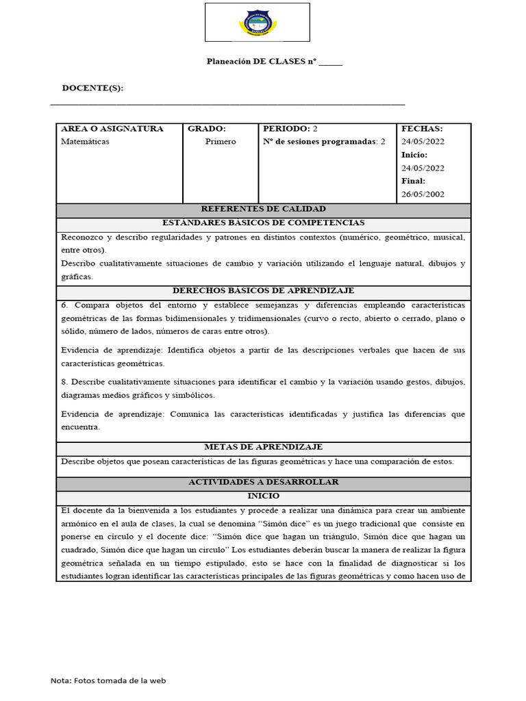 Formato Plan de Clase | Descargar gratis PDF | Geometría | Rúbrica ...