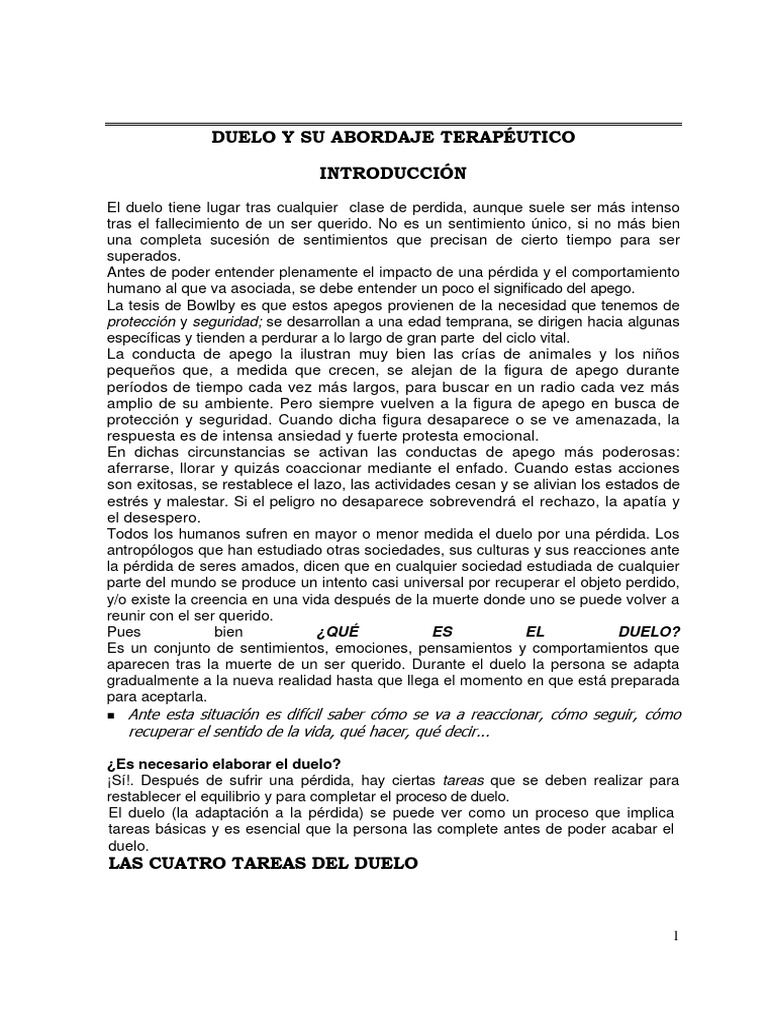 Abordaje Terapéutico del Duelo | PDF | Dolor | Trastorno depresivo mayor