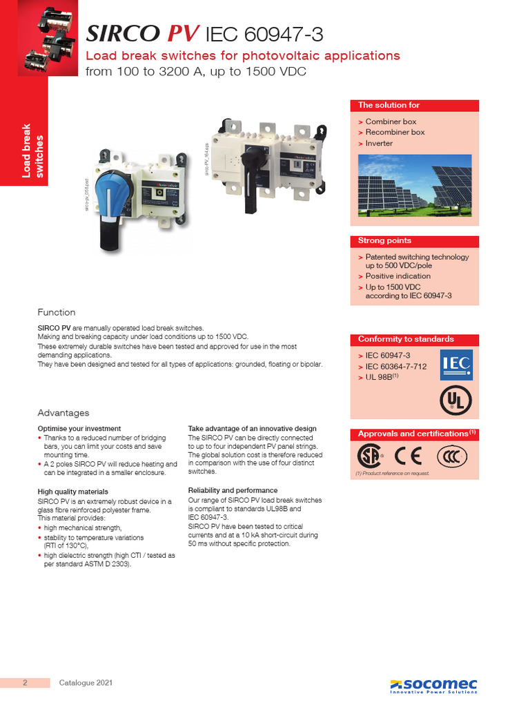SIRCO PV Load Break Switches Overview | PDF | Photovoltaics | Switch