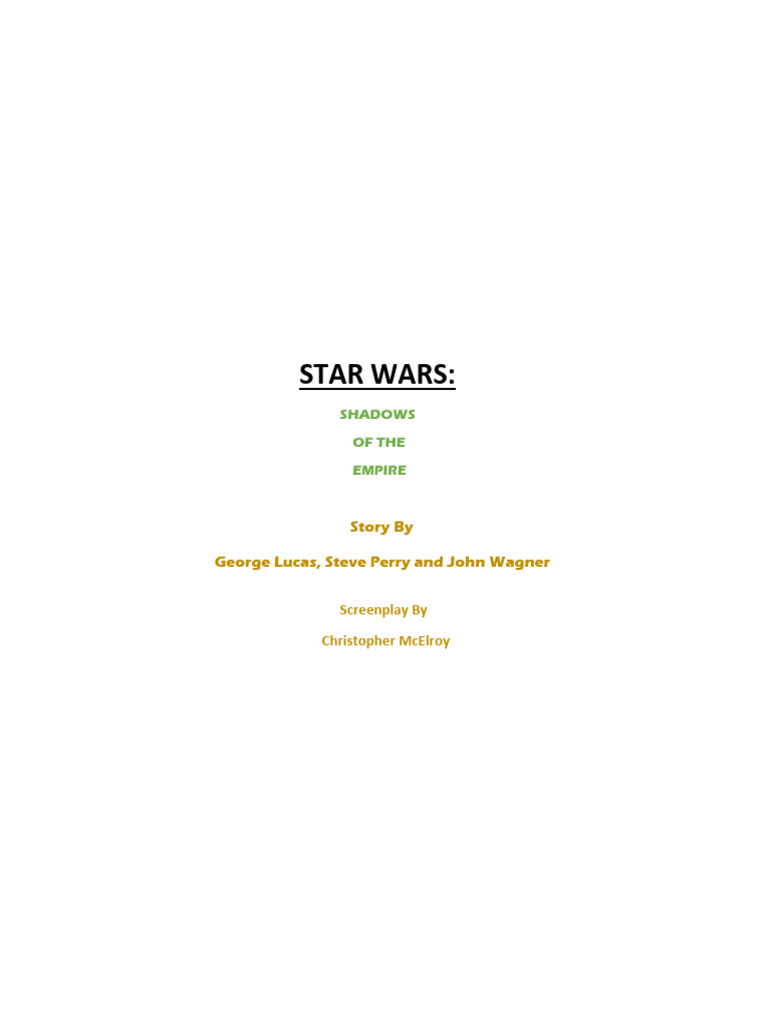 Shadows of The Empire Screenplay | PDF | Luke Skywalker | Palpatine