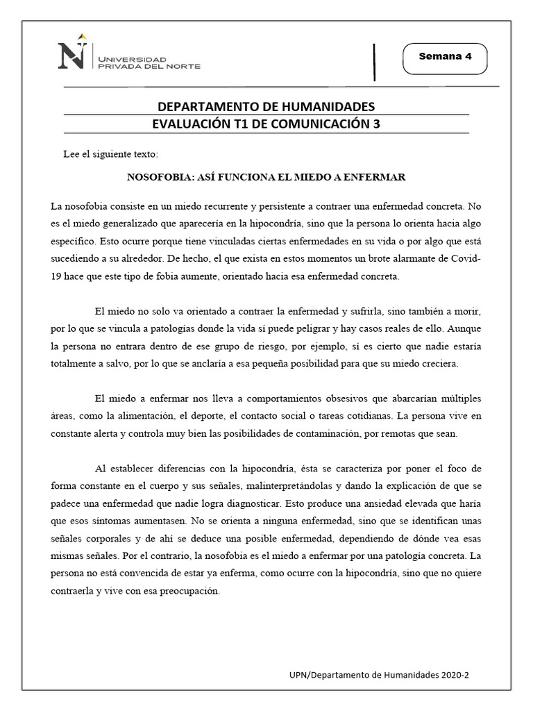 T1 Comunicación 3 - Delgado Vásquez Yulisa Maira | PDF | Temor | Ansiedad