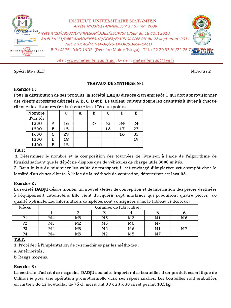 Exercices Logistiques et Production | PDF | Inventaire | Optimisation linéaire