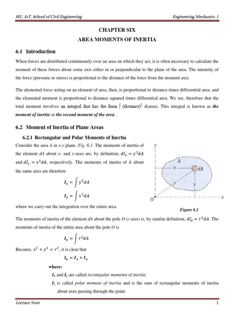 Chapter 6 - Area Moments of Inertia | PDF | Cartesian Coordinate System ...