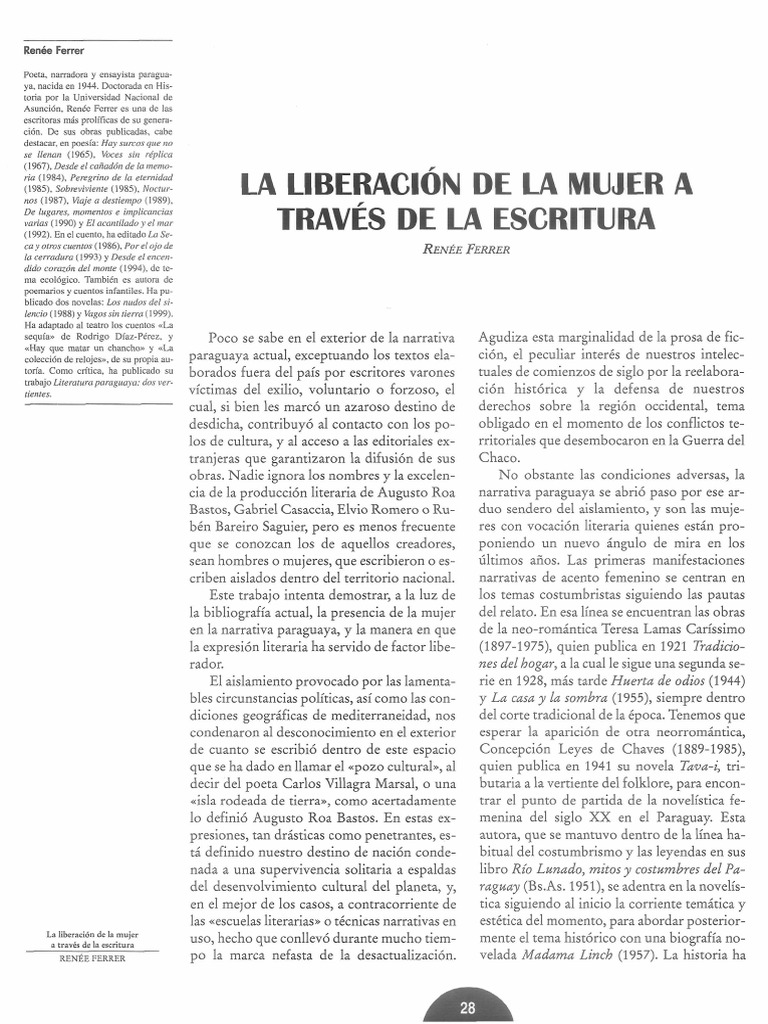 Biografía y obras de Renée Ferrer | PDF | Paraguay | Cuentos