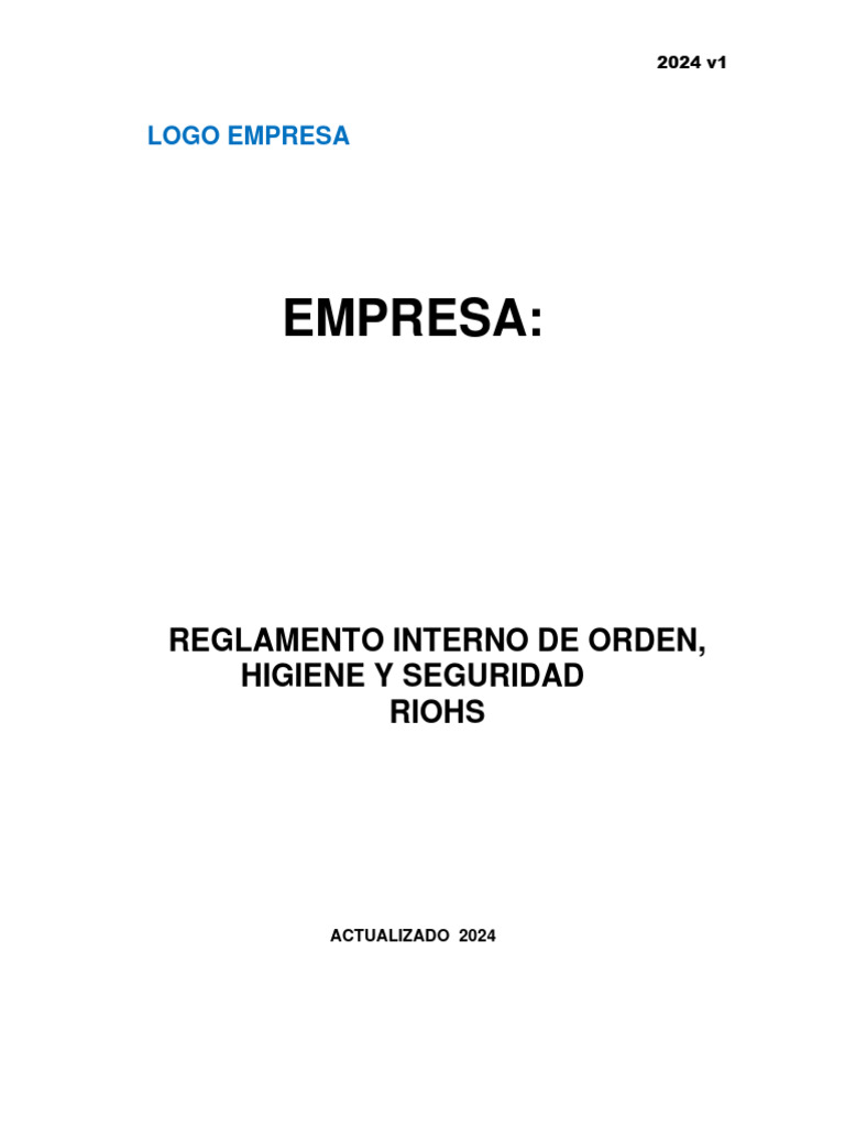 Reglamento Interno Riohs 2024 v1 | PDF | Tiempo de trabajo | Derecho laboral