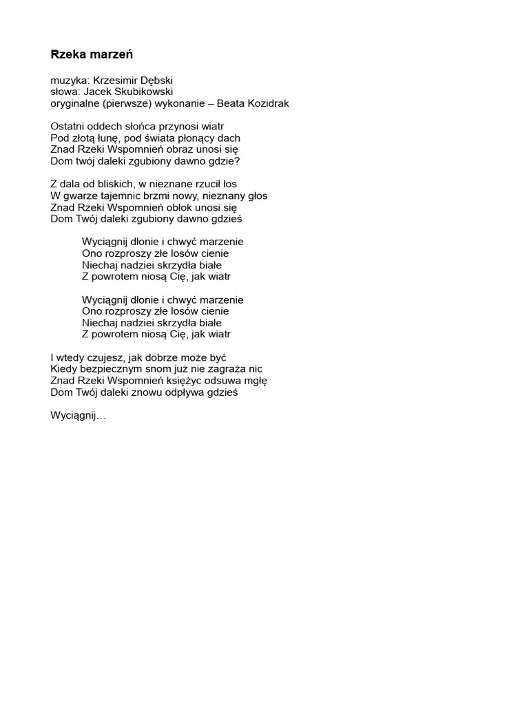 Rzeka Marzen Tekst 1585646603 | PDF