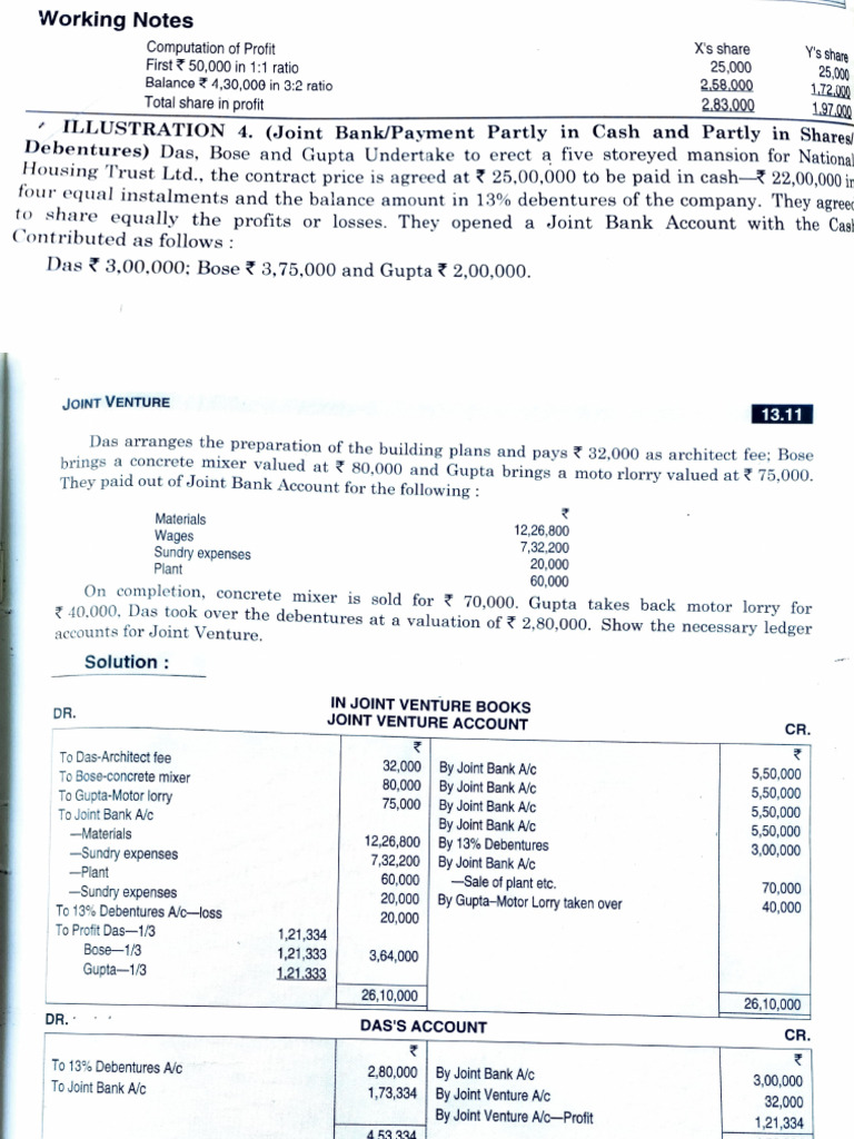 Joint Venture Accounting Illustrations | PDF | Banks | Cash