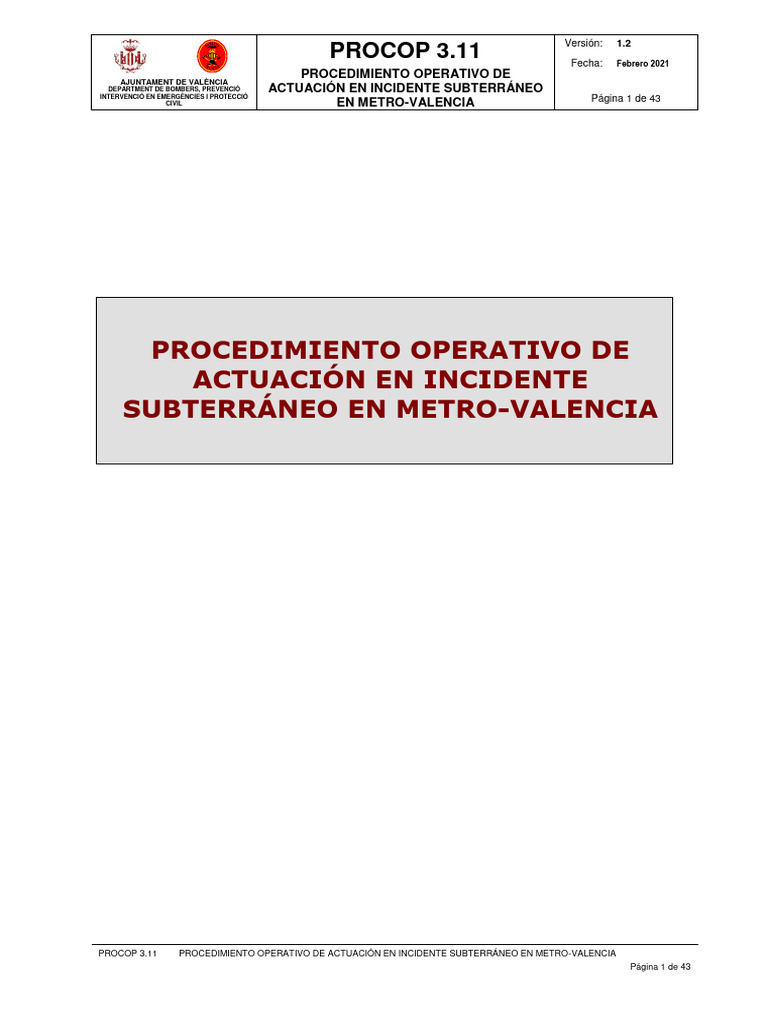 Procop 3.11 Incidente Subterráneo en Metro-Valencia | PDF | Tránsito ...