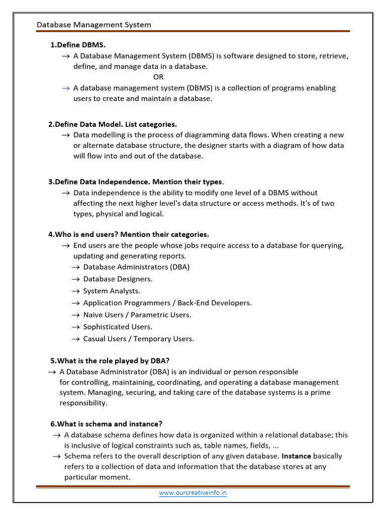2 Marks (DBMS) | PDF | Relational Database | Databases 2 Marks (DBMS) | PDF | Relational Database | Databases