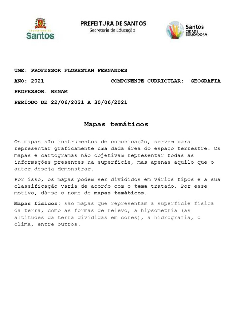 Geografia Mapas Tematicos 6 Ano | PDF | Mapa | Economia