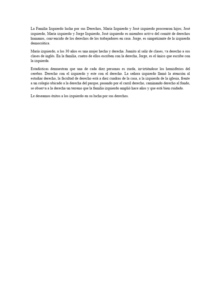 Dinamica La Familia Izquierdo Lucha Por Sus Derechos | PDF