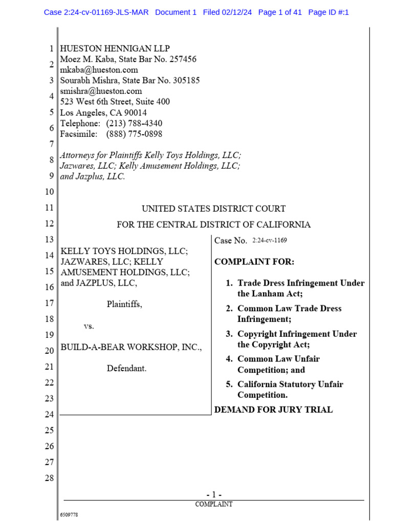 Kelly Toys Lawsuit Via Polygon | PDF | Trade Dress | Copyright Law Of ...