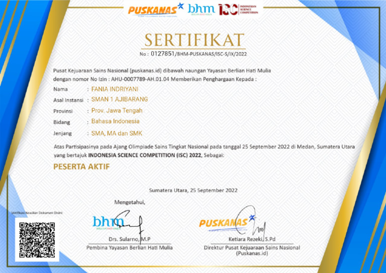 Cert - Bahasa Indonesia - ISC 2022 | PDF