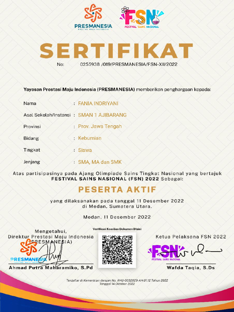 Cert - Kebumian - FSN 2022 | PDF