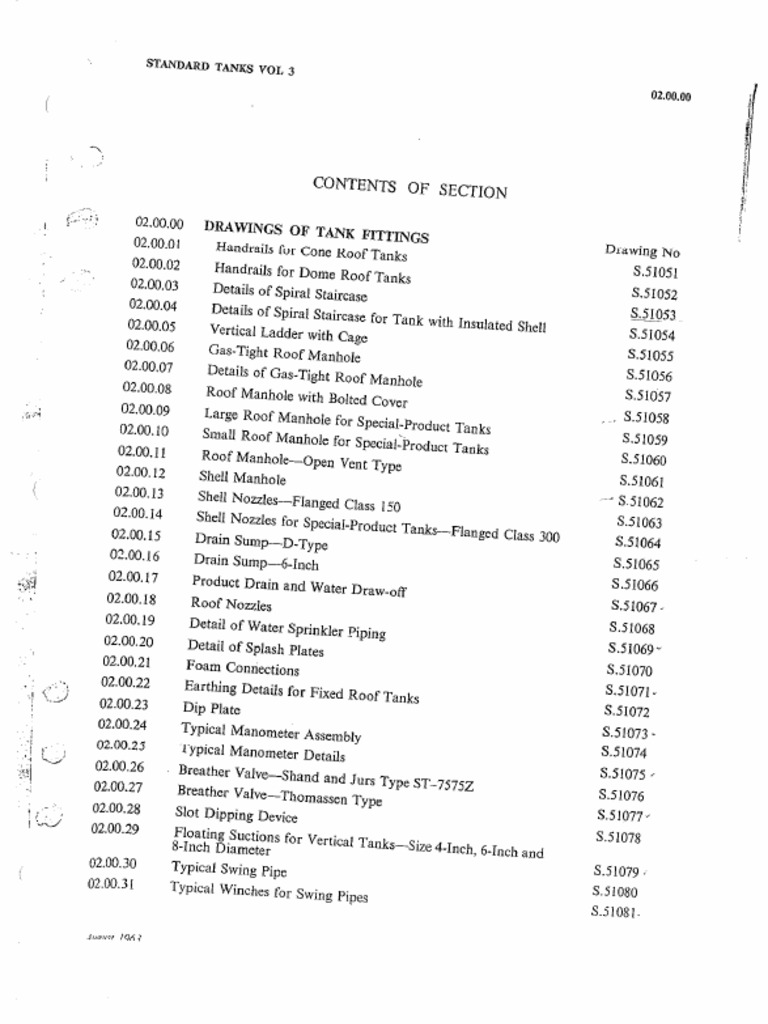 Contents of Section - Drawings of Tank Fittings | PDF