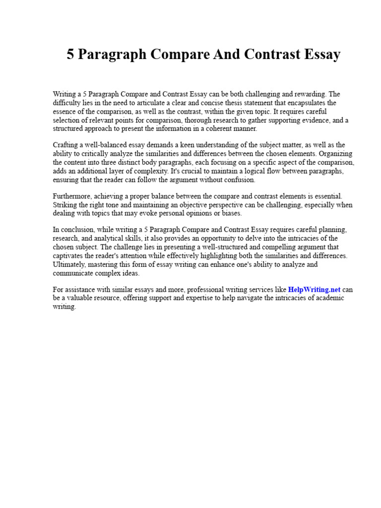5 Paragraph Compare and Contrast Essay | Download Free PDF | Flight ...