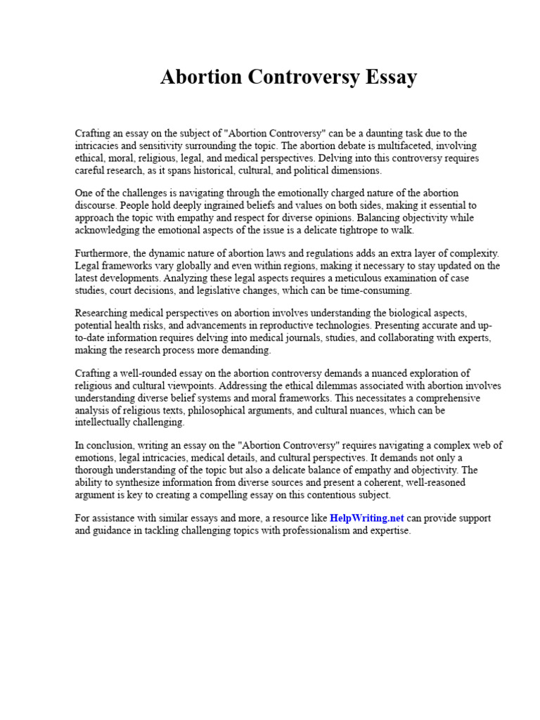 Abortion Controversy Essay | PDF | Normandy Landings | Bioterrorism