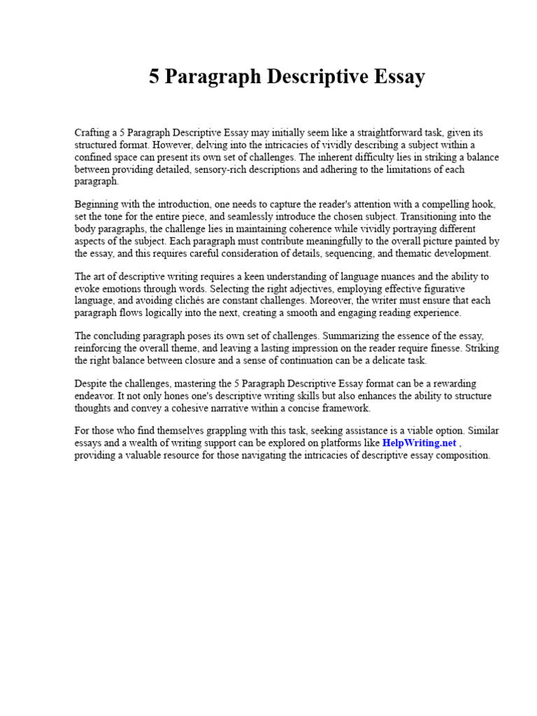 5 Paragraph Descriptive Essay | PDF | Enterprise Resource Planning ...