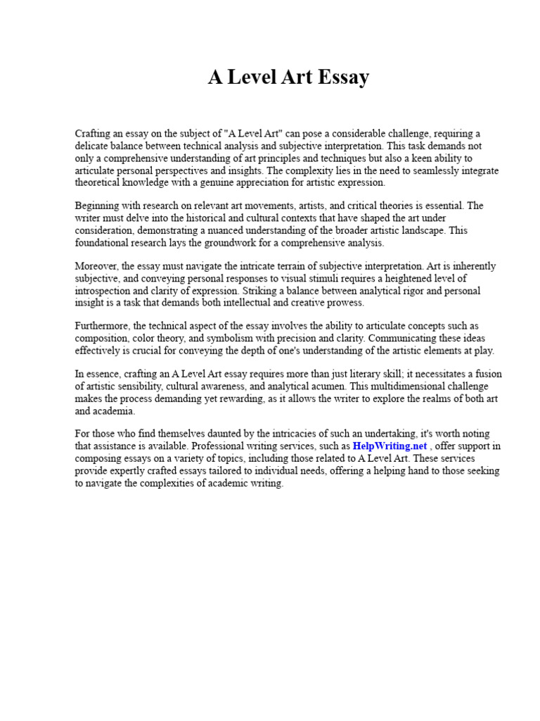 A Level Art Essay | PDF | Arthritis | Health Education