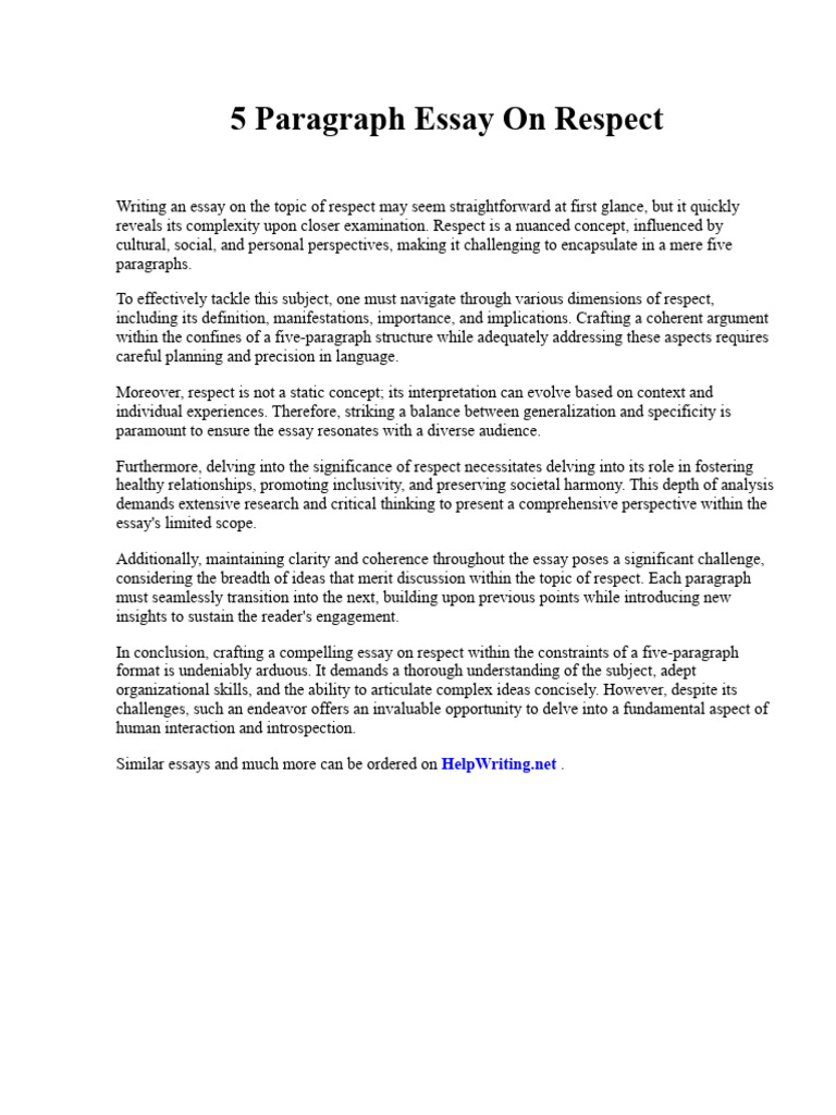 5 Paragraph Essay On Respect | PDF | Bilbo Baggins | Dementia