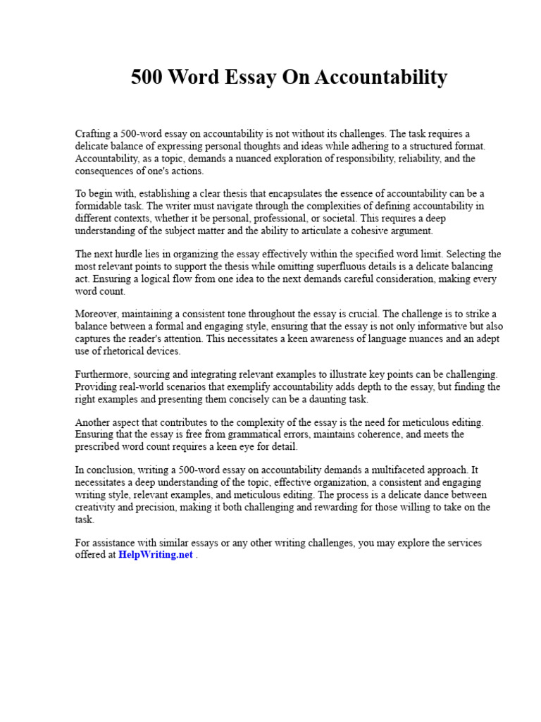 500 Word Essay On Accountability | PDF | Dna