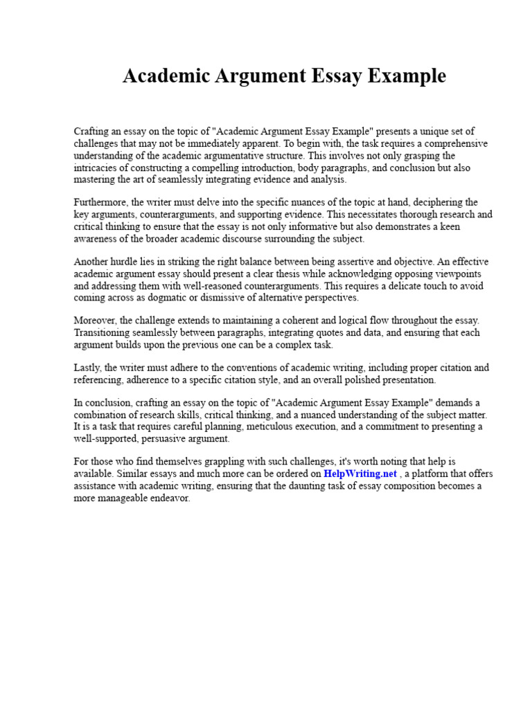 Academic Argument Essay Example | Download Free PDF | Immanuel Kant ...