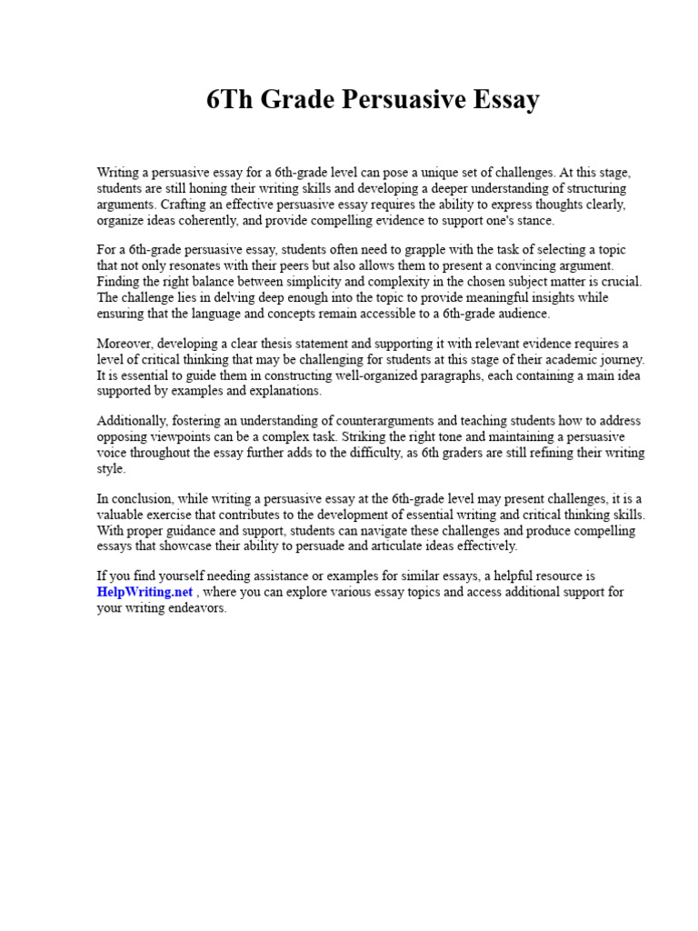 6Th Grade Persuasive Essay | PDF | Osiris | Auditory System