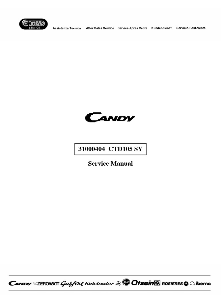 Candy 31000404 - CTD105 - SY Service ID5759 | PDF | Manufactured Goods ...